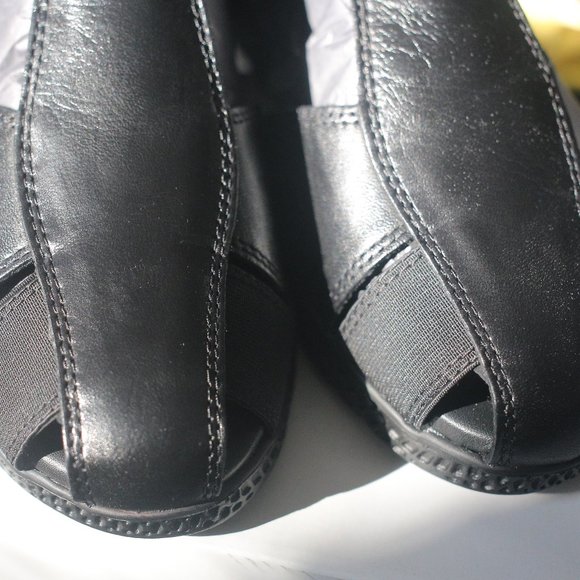 saydo | Shoes | Nwt Cut Out Genuine Leather Slip On Black Shoes | Poshmark
